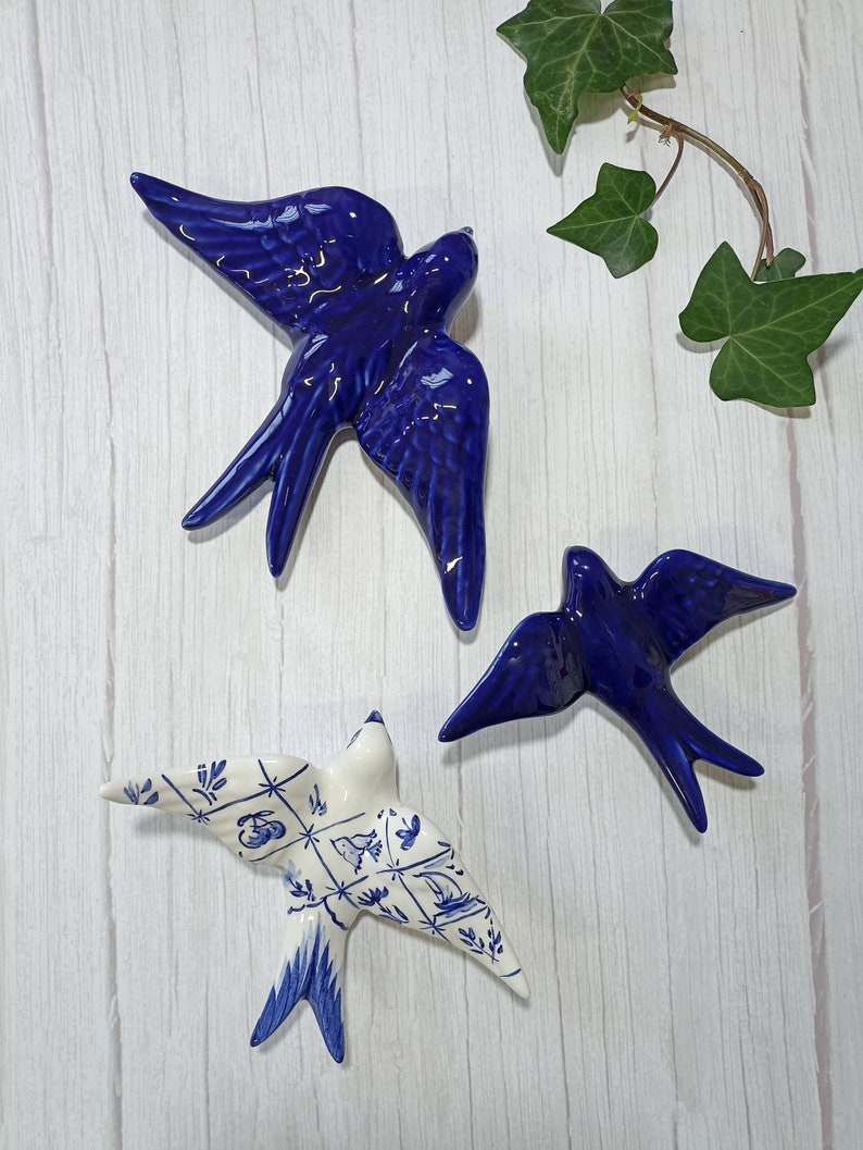 Set of 3 Swallows Hand Painted Swallows Decorative Birds - Etsy