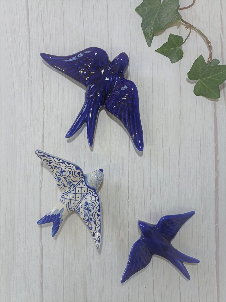 Set of 3 Swallows Hand Painted Swallows Decorative Birds - Etsy