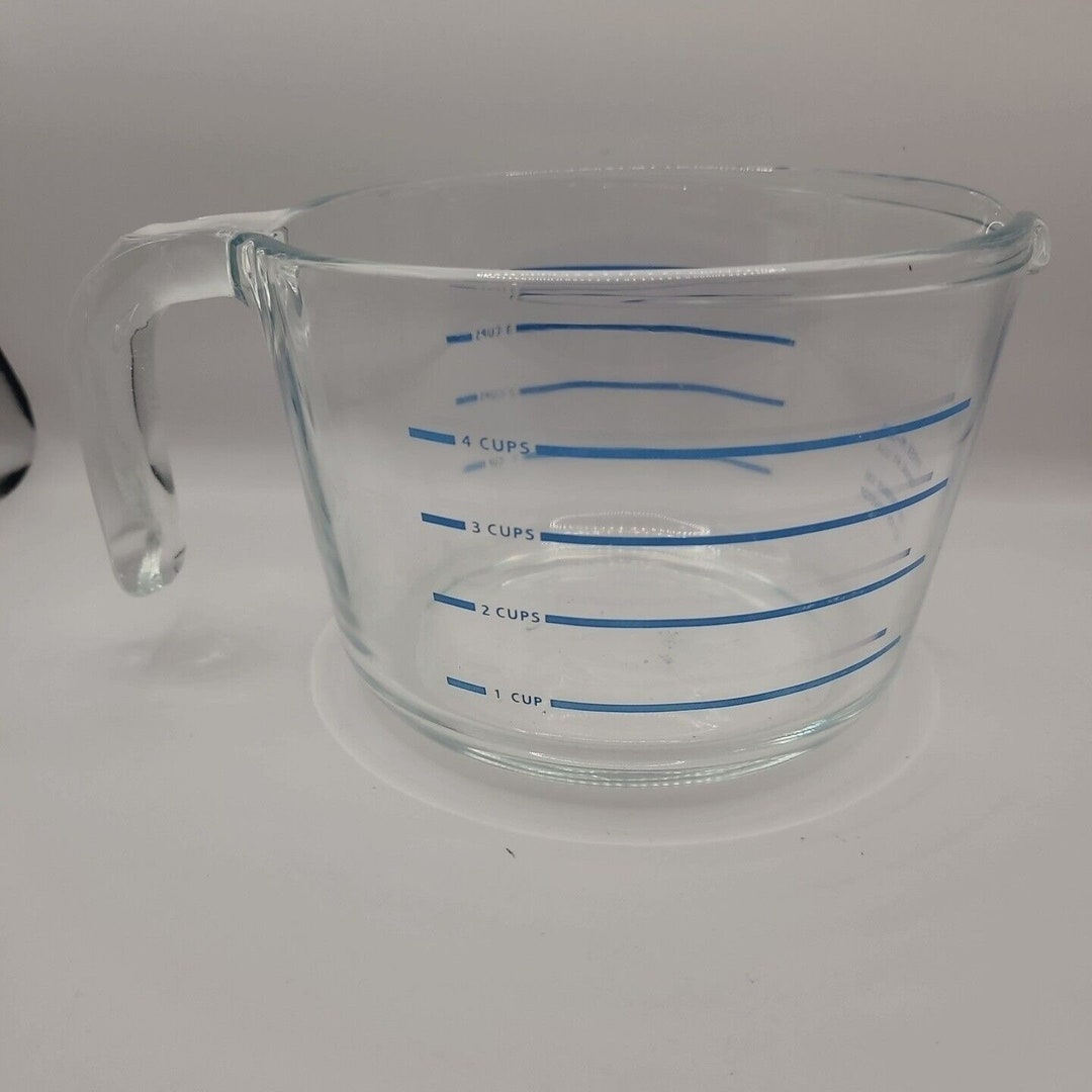 Vintage Pyrex Glass 4 Cup Measuring Bowl M-320 Blue Lettering - Made in ...