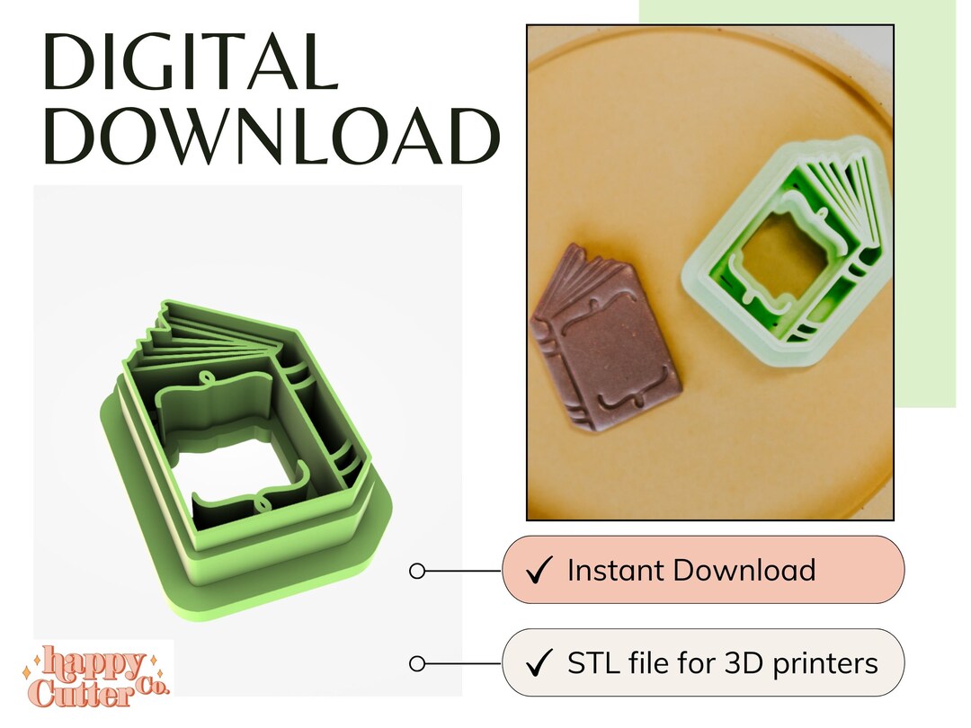 Ornate Swirl Book Clay Cutter DIGITAL DOWNLOAD Bookish Digital Download ...