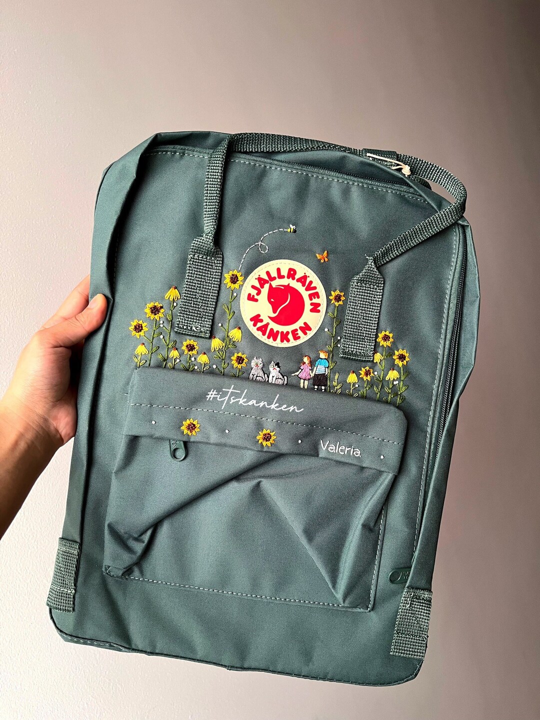 Personalised Family Hand Embroidery, Customised Fjallraven Kanken ...