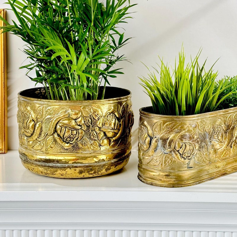Large Brass Planter - Etsy