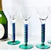 GLASS ATELIER MORAVA Vintage Tall 90s Art Glass Wine Glasses Blue ...