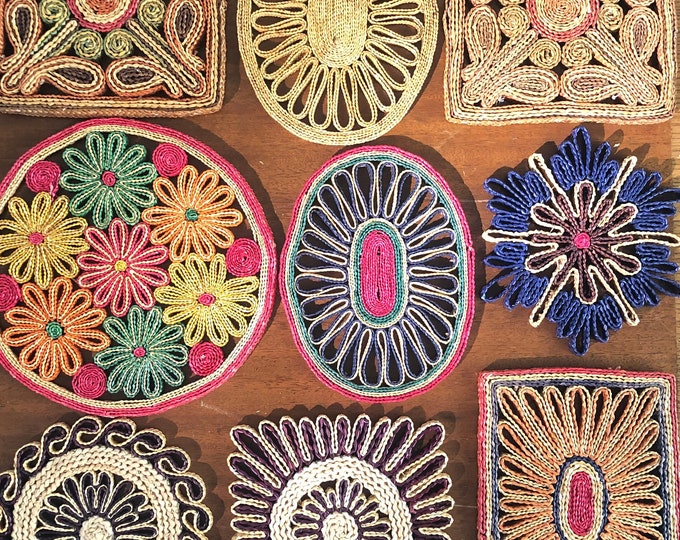 Assorted Vintage Wicker Trivets Sets, Daisy Flowers Living Room Boho ...