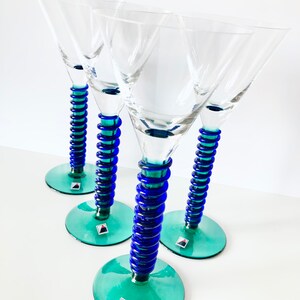 Vintage Atelier Morava Art Glass Wine Glasses Set: Hand-blown Spiral ...