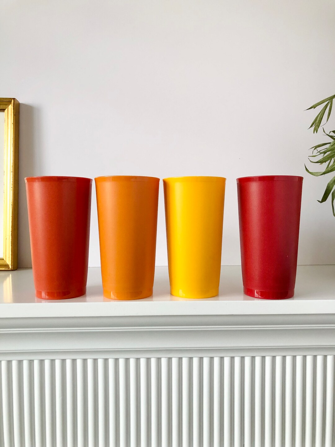 Vintage Tupperware Cups Stackable Set of 4 Plastic Autumn Coloured ...