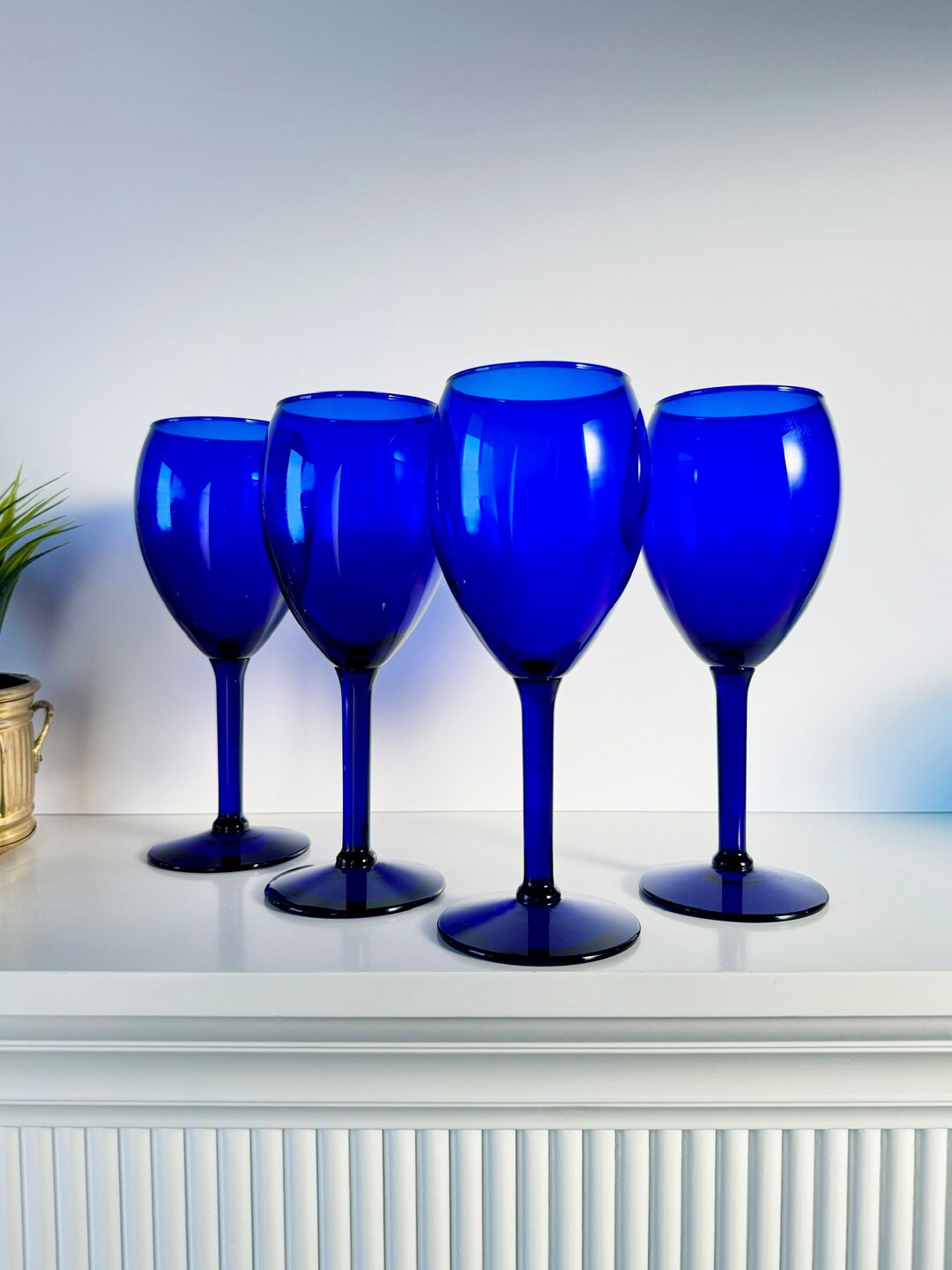 Vintage Pier 1 Cobalt Blue Wine Glasses Set of Four and Set of Two Wine ...