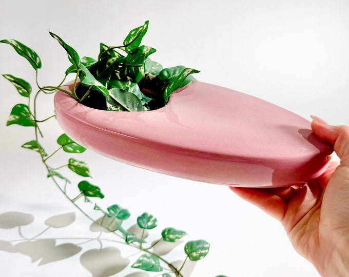 Retro Pink 80s Low Planter Offset, Unique Plant Pot Dusty Rose Petal ...