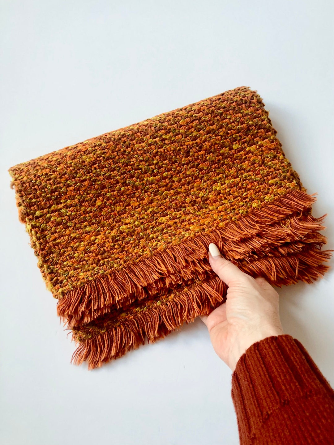 MCM Orange Woven Placemats Set of 4 Fringed Rectangular Place Mats ...