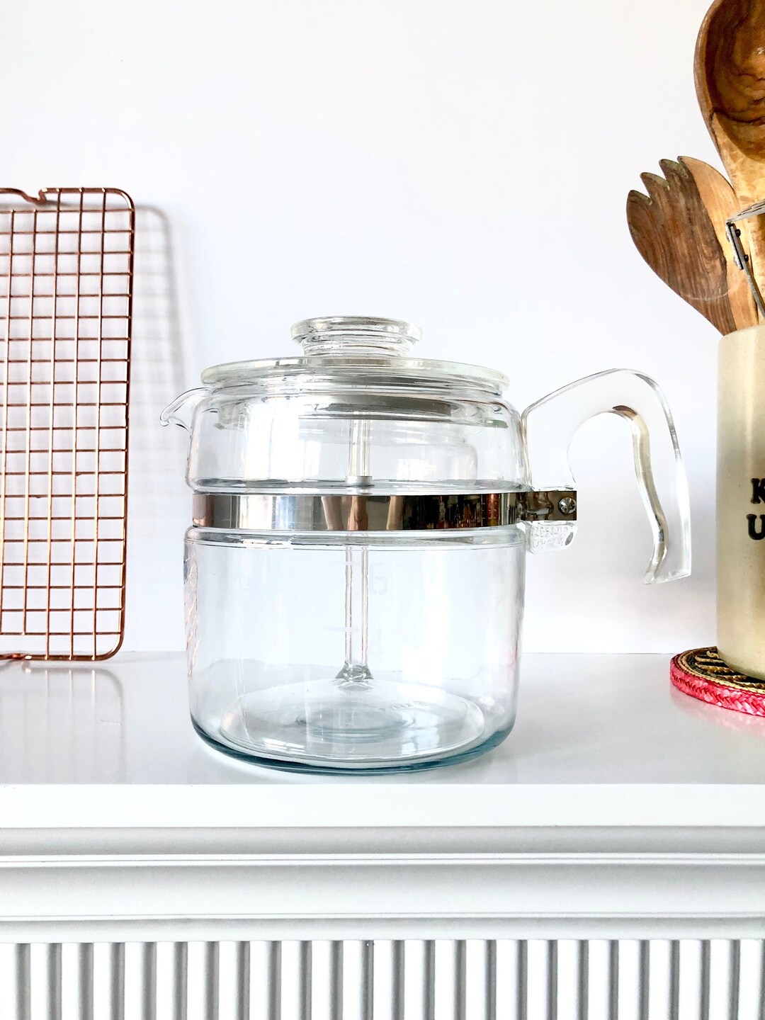 Vintage PYREX Flameware Coffee Percolator, Full PYREX Coffee Pot 6 Cups ...