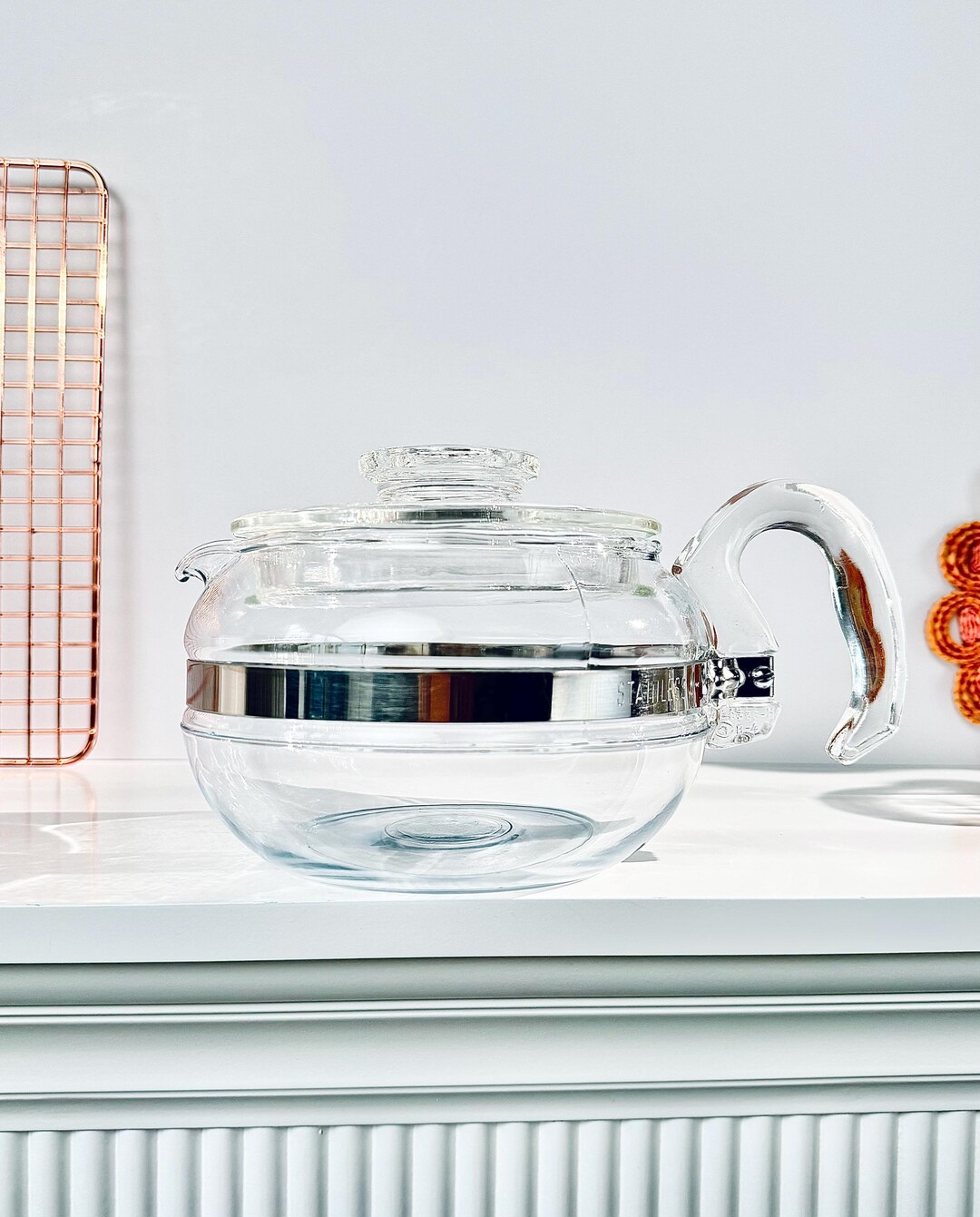 Vintage PYREX Flameware Teapot, PYREX Tea Pot in Heat Resistant Glass ...