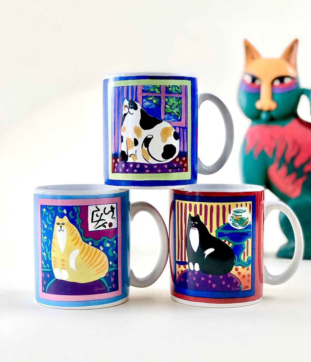 Vintage 1991 Gerrica Connolly Fat Cat Mug, Ceramic Coffee Mug ...