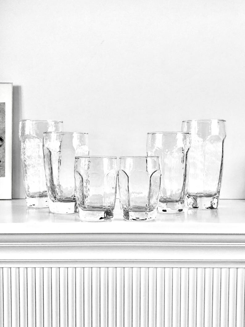 Vintage Libbey Chivalry Glasses (PAIRS): Textured Clear Glass Tumblers ...