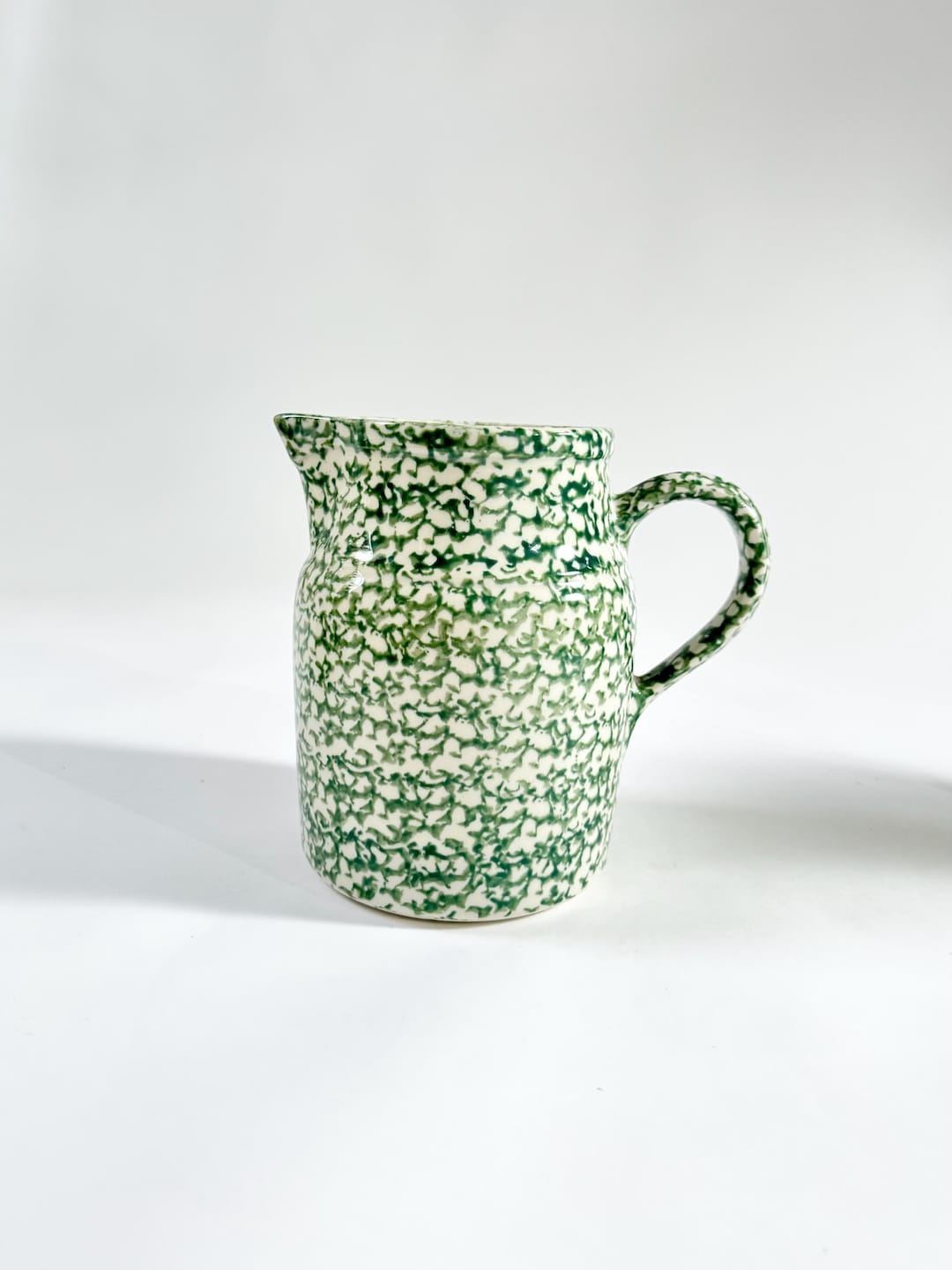 Roseville Green Spongeware Pitcher Tall, Vintage Heritage Primitive ...