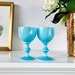 RARE French Blue Opaline Glass Wine Goblets by Portieux Vallerysthal 4oz Pair Antique Milk Glass ...