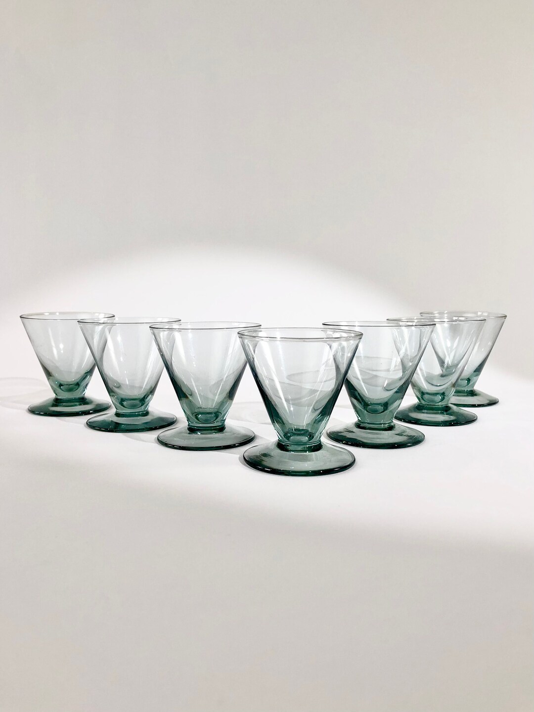 Mid Century Smoke Grey Blue Aperitif Glasses, Set of 7 Retro Modern ...