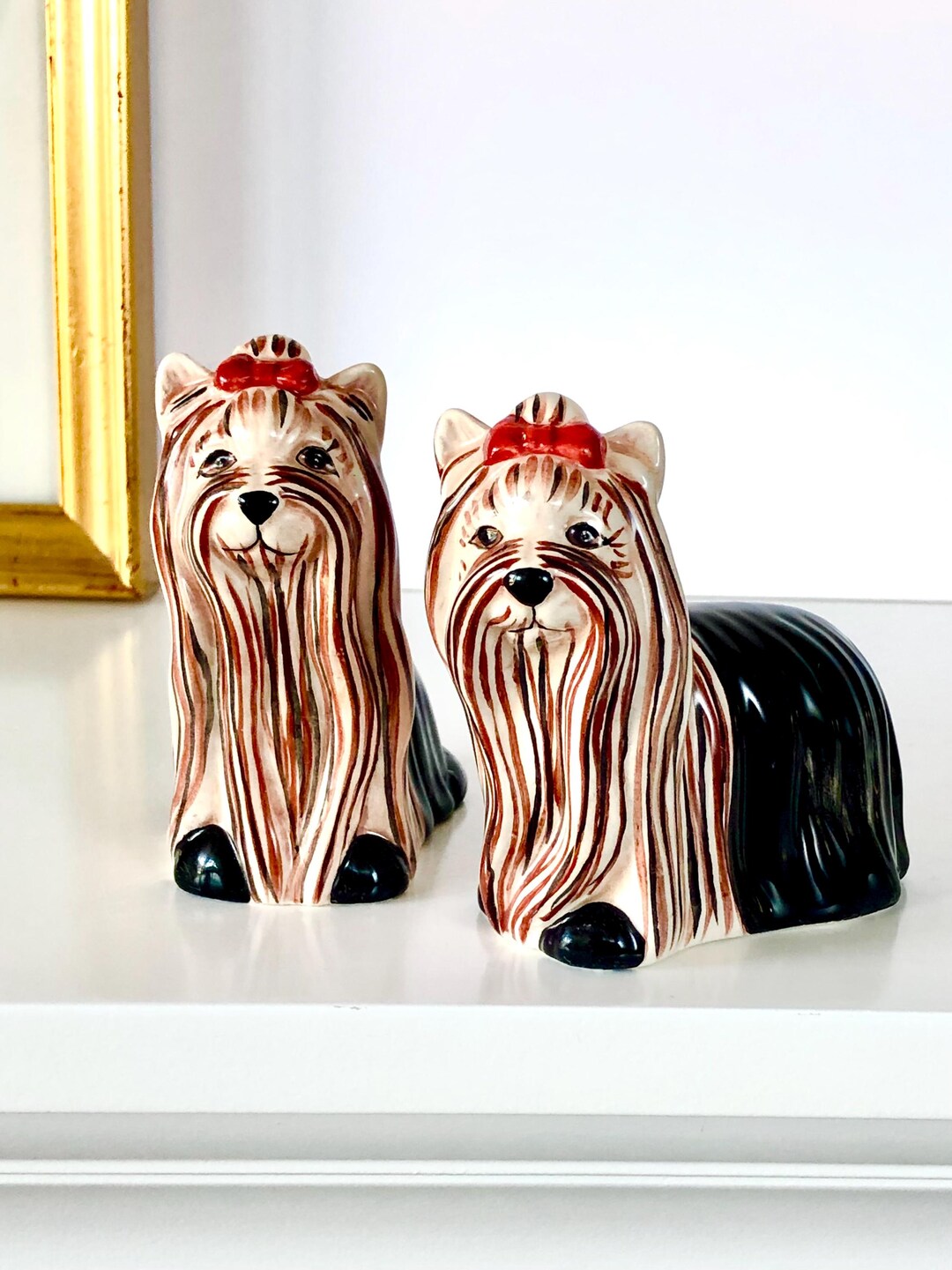 Vintage Ceramic Yorkshire Terrier Salt and Pepper Shakers, Adorable Mid ...