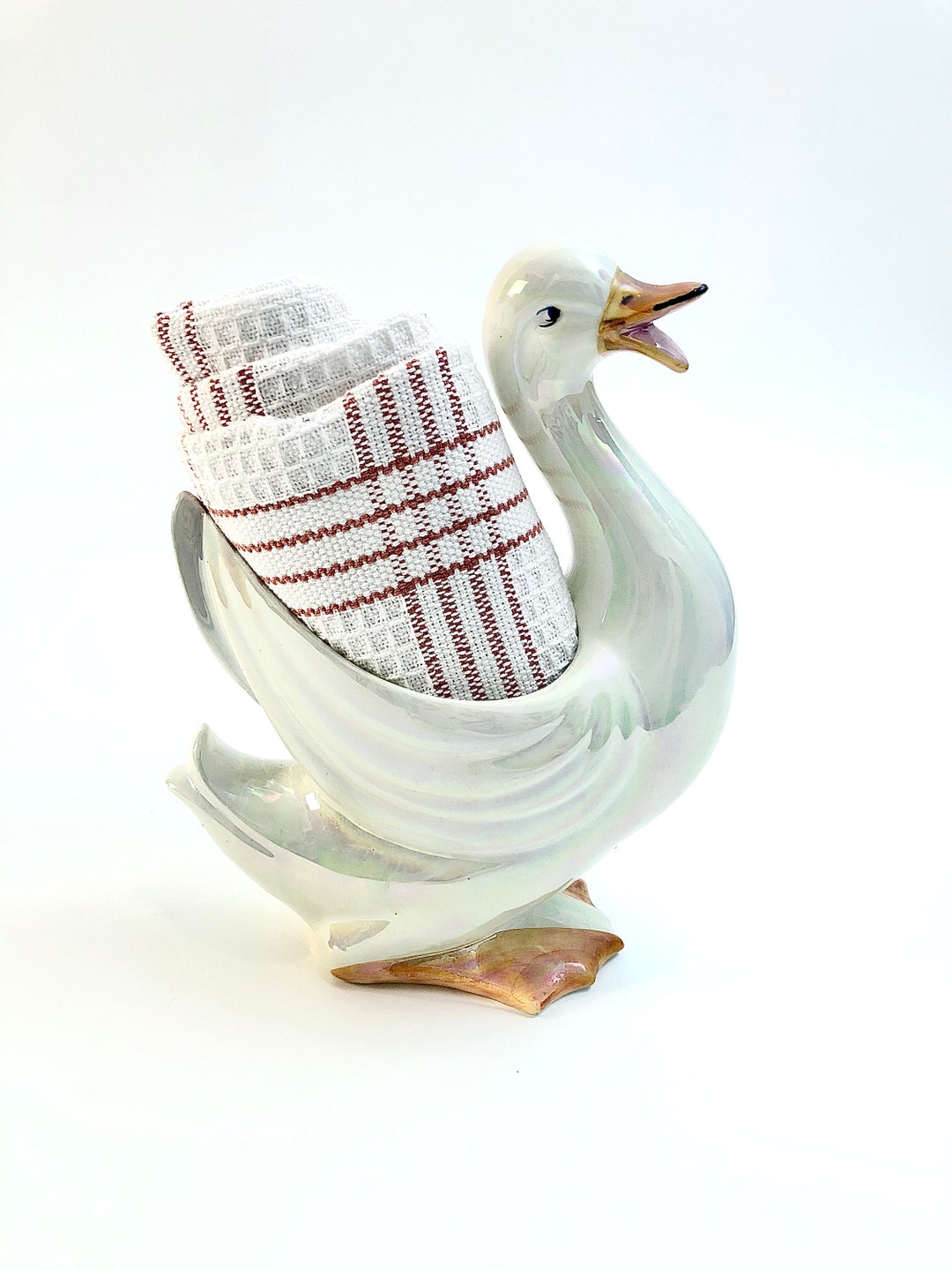 Vintage Duck Ceramic Pot, Iridescent Duck Goose Planter, Spring ...