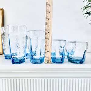 Vintage Textured Blue Glasses PAIR, 70s Libbey Chivalry Drink Glass ...