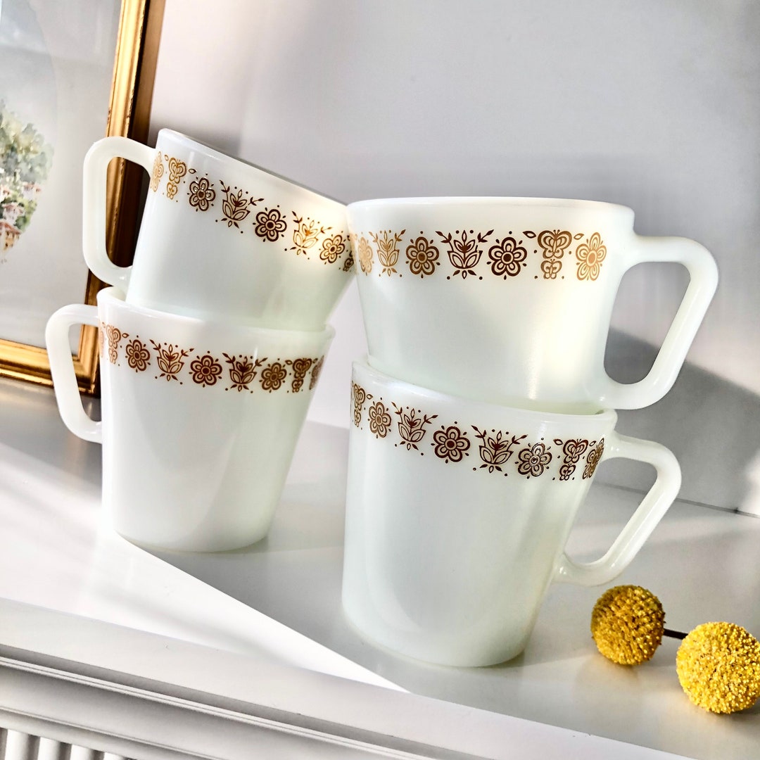 Vintage PYREX Coffee Mugs Golden Butterfly 80s Retro Corelle Kitchen ...