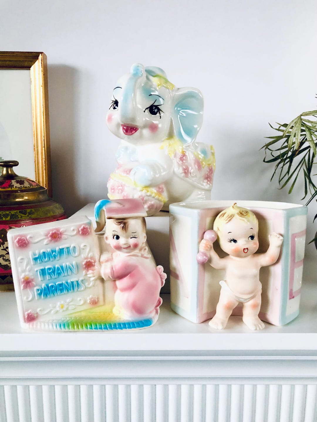 Vintage 50s Baby Planters, New Baby Gift, Nursery Decor, RARE Mid ...