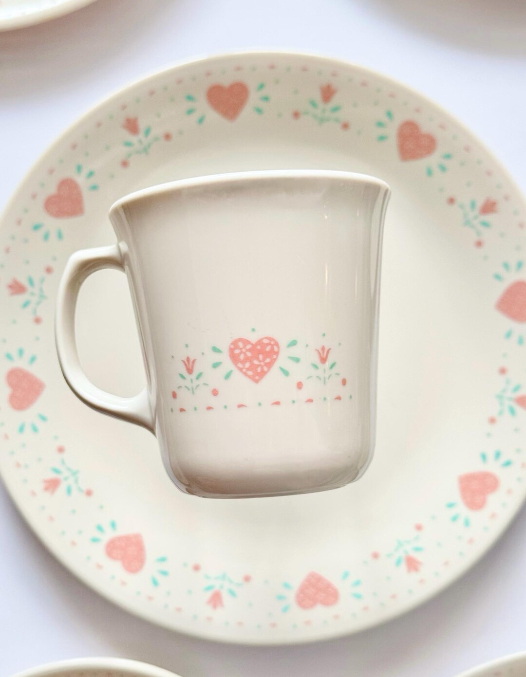 Vintage Corelle Heart Mugs Forever Yours Hearts Pattern, Retro 80s ...