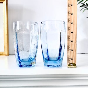 Vintage Textured Blue Glasses PAIR, 70s Libbey Chivalry Drink Glass ...