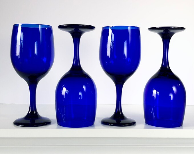 Libbey Cobalt Blue Wine Glasses, Classic 1990s Libbey Premiere Wine ...