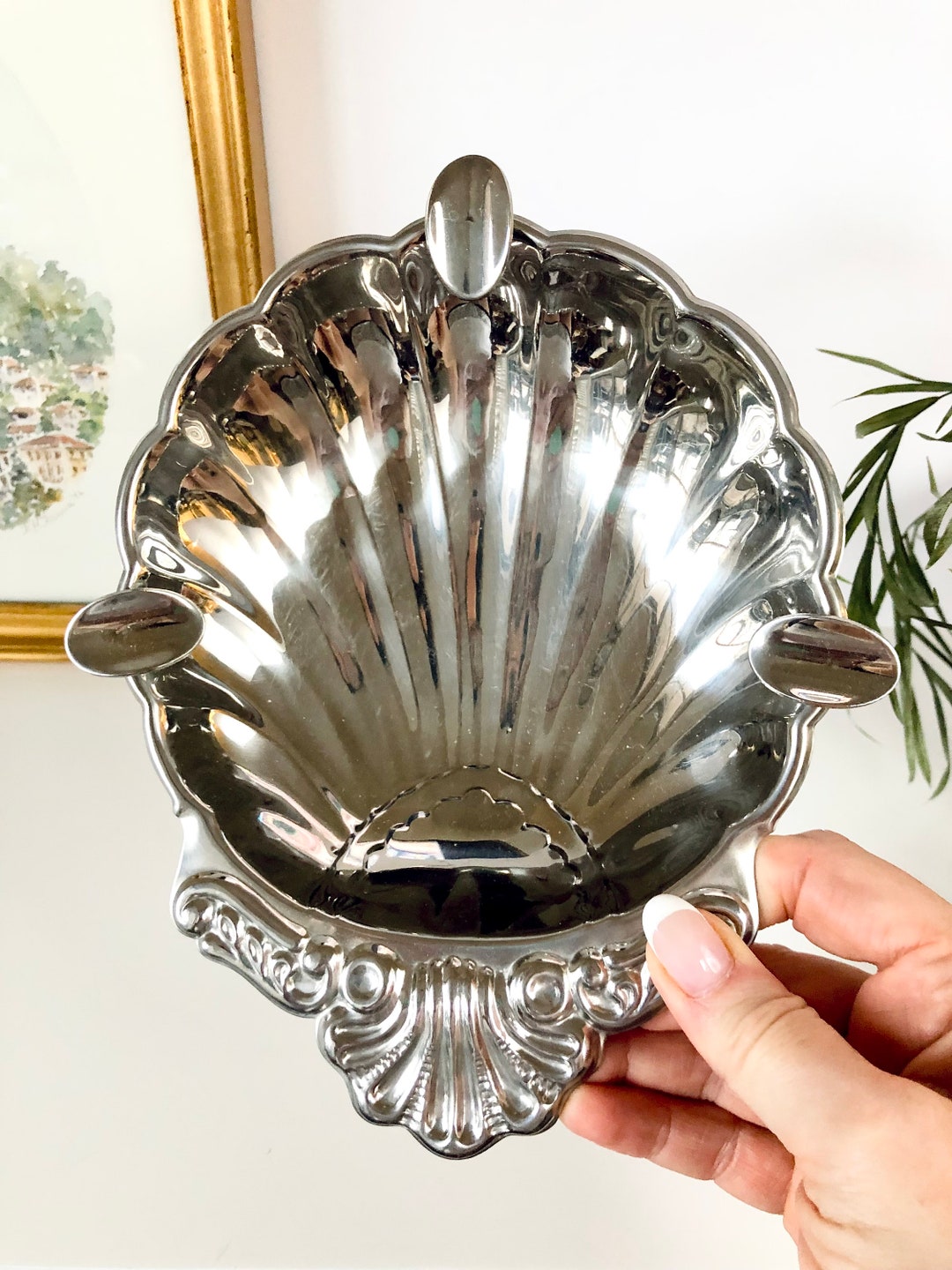 Vintage Silver Seashell Ashtray Regency Trinket Dish, Retro Sea Shell ...