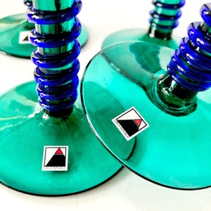 Vintage Atelier Morava Art Glass Wine Glasses Set: Hand-blown Spiral ...