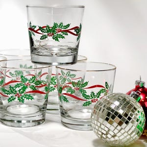 RARE Vintage Libby Christmas Glasses, Lowball Rocks Glasses, Green ...