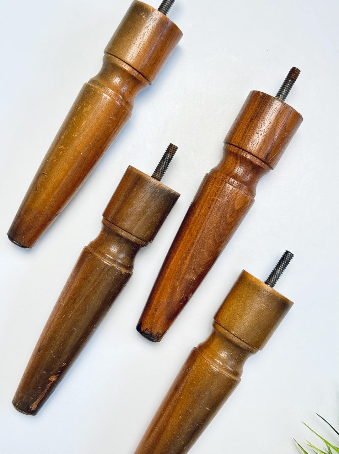 Vintage MCM Wooden Tapered Furniture Legs, 70s Aesthetic Decor, Mid ...