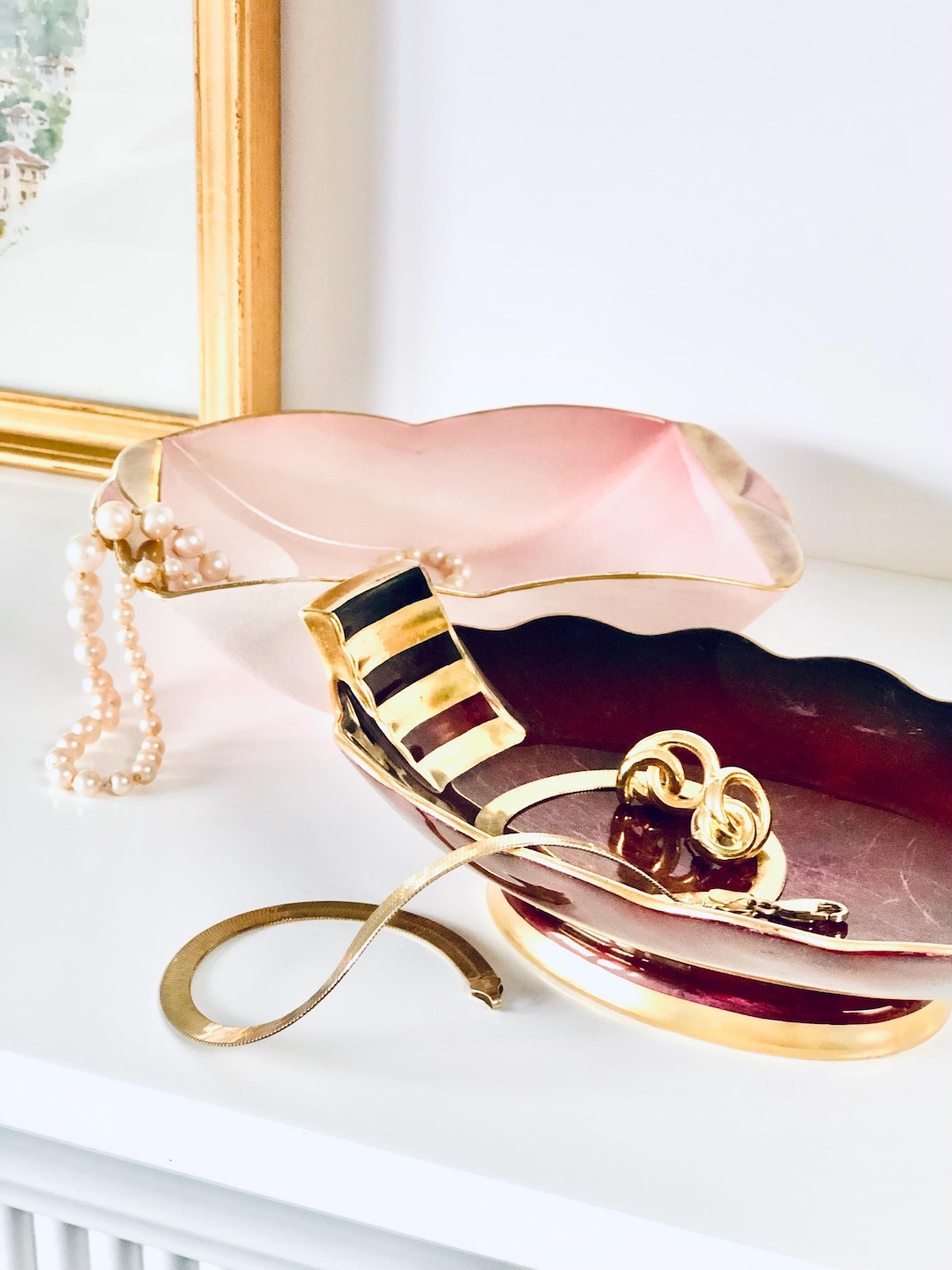 PAIR 1940s Art Deco Carlton Ware Pink & Rouge Royale Candy Dishes ...