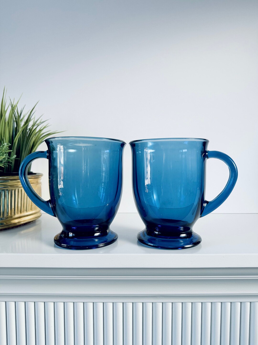 Pair Large Blue Coffee Mugs Oversized Tea Mugs Extra Large 16 Oz ...