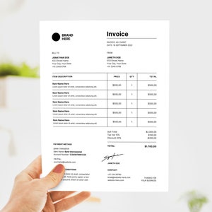 Simple Invoice Editable Canva Template, Printable Invoice Word Template ...
