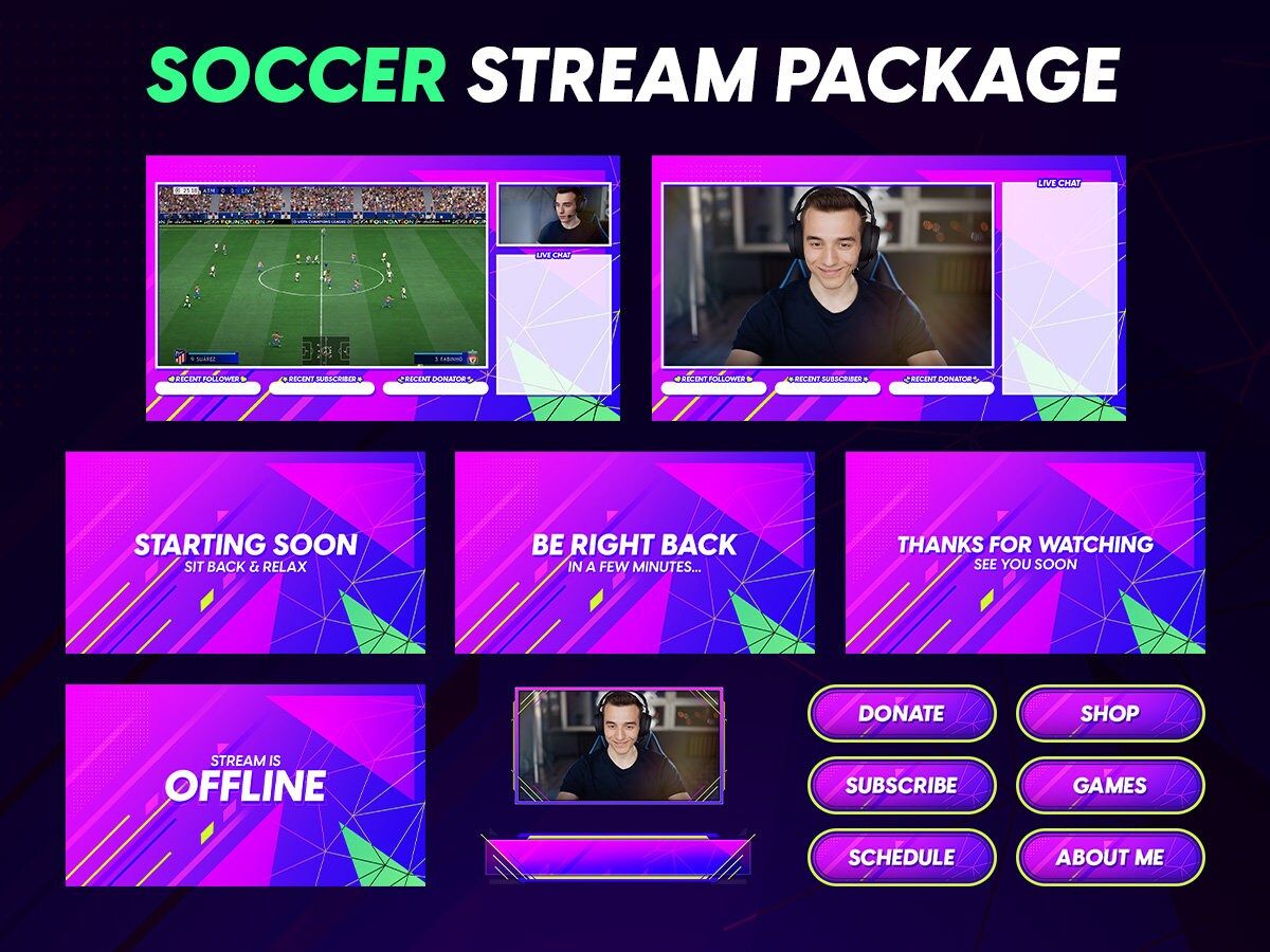 Soccer Twitch Overlay Package Aesthetic Stream Overlay - Etsy Ireland