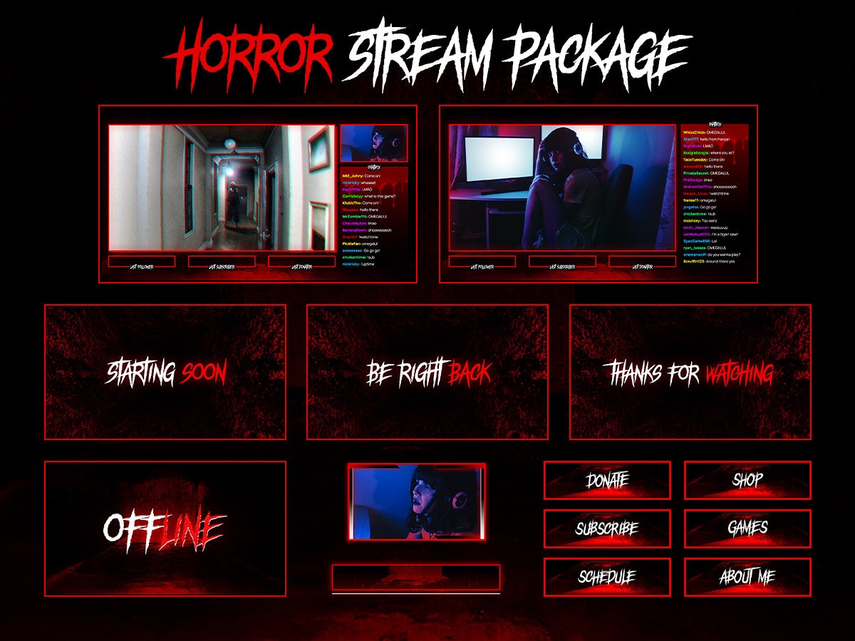 Horror Twitch Overlay Package Aesthetic Stream Overlay - Etsy Denmark