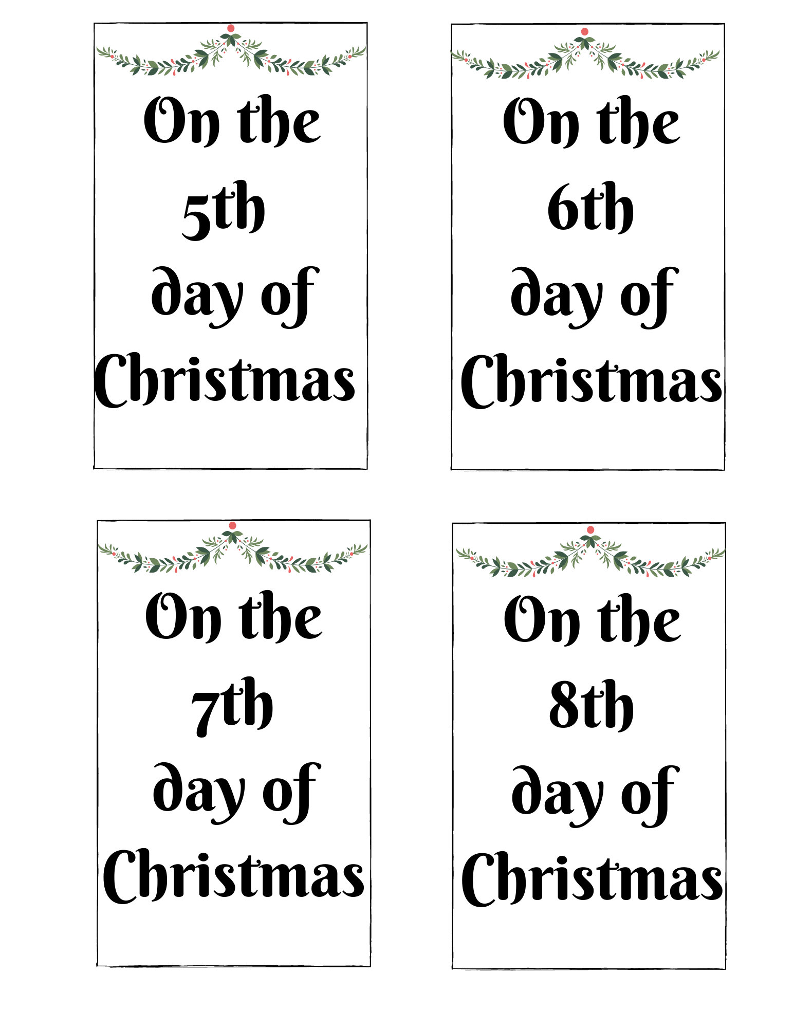 12 Days of Christmas Tags Labels Instant Download Digital Holiday ...