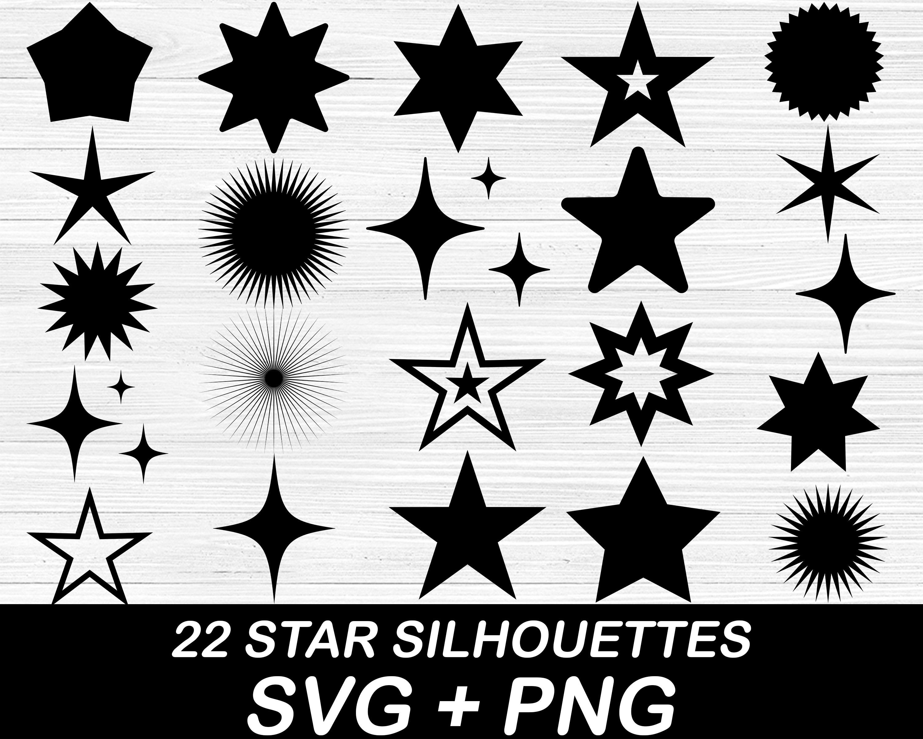 Star SVG PNG Bundle, 22 Star Silhouette SVG Cut Files, Star Shapes Svg ...