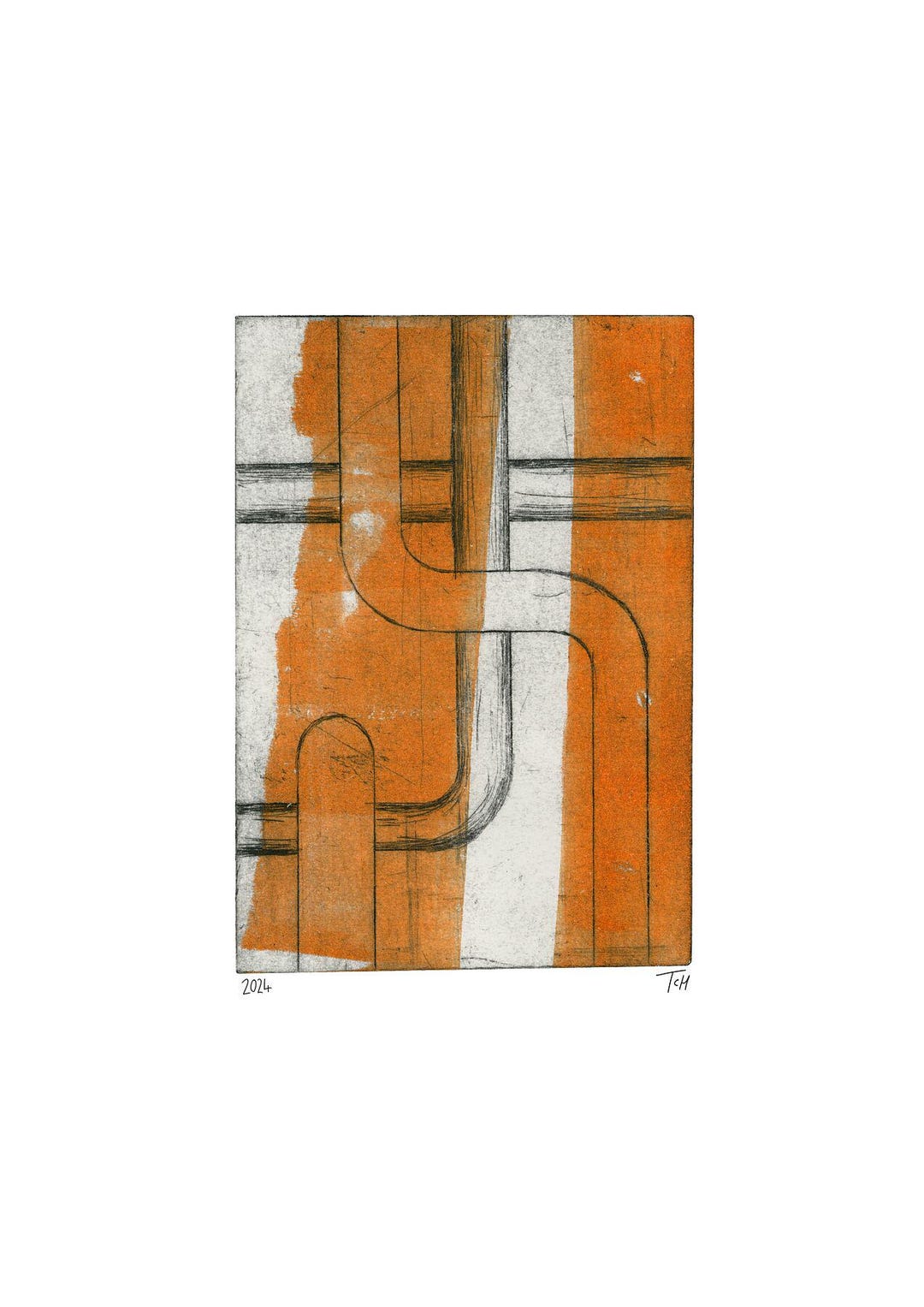 Original Orange Pipes Drypoint Etching Giclee Print - Etsy