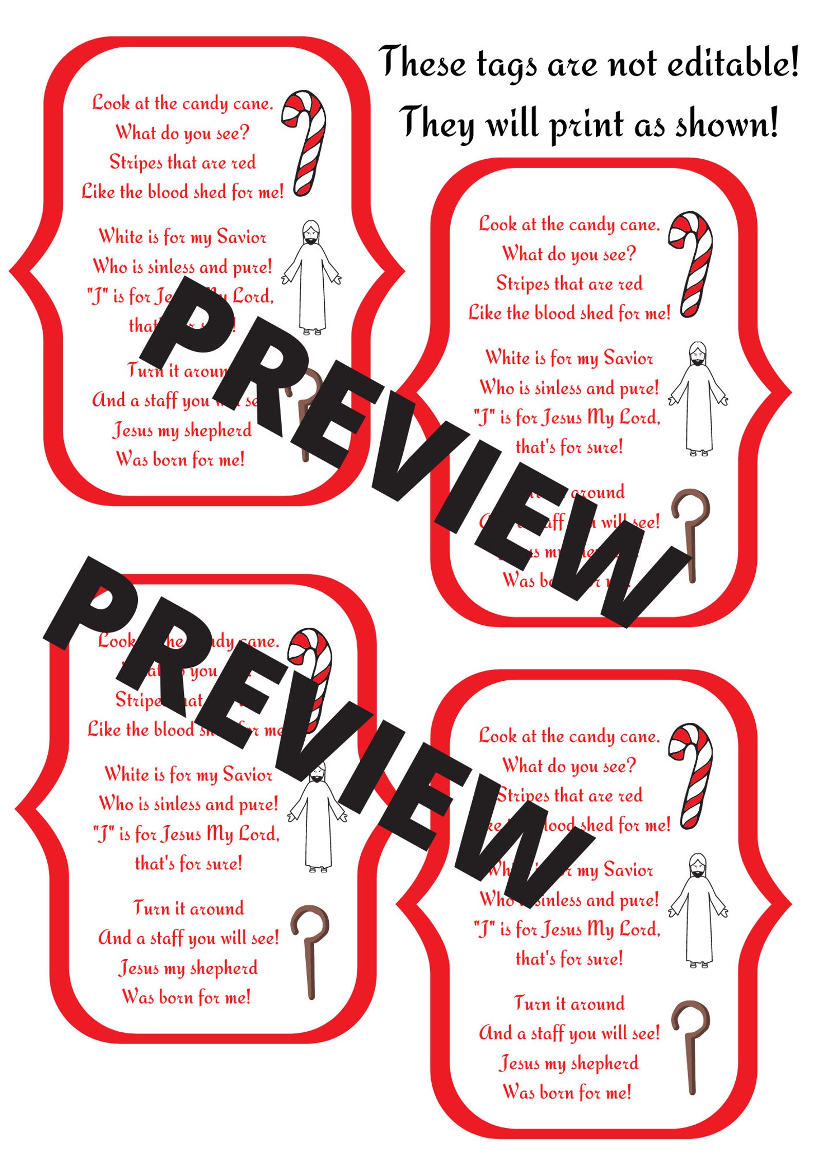 Religious Candy Cane Christmas Tags - Etsy