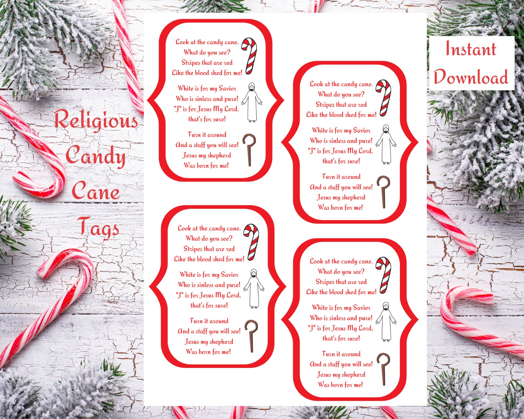 Religious Candy Cane Christmas Tags - Etsy