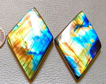 Super Quality Collection Labradorite Cabochon, Pair Both Side Polish ...