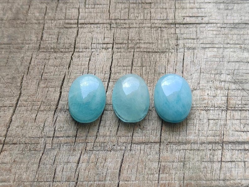 Natural Aquamarine Oval Groove Cut Cabochon – AAA Hand Polished Loose ...