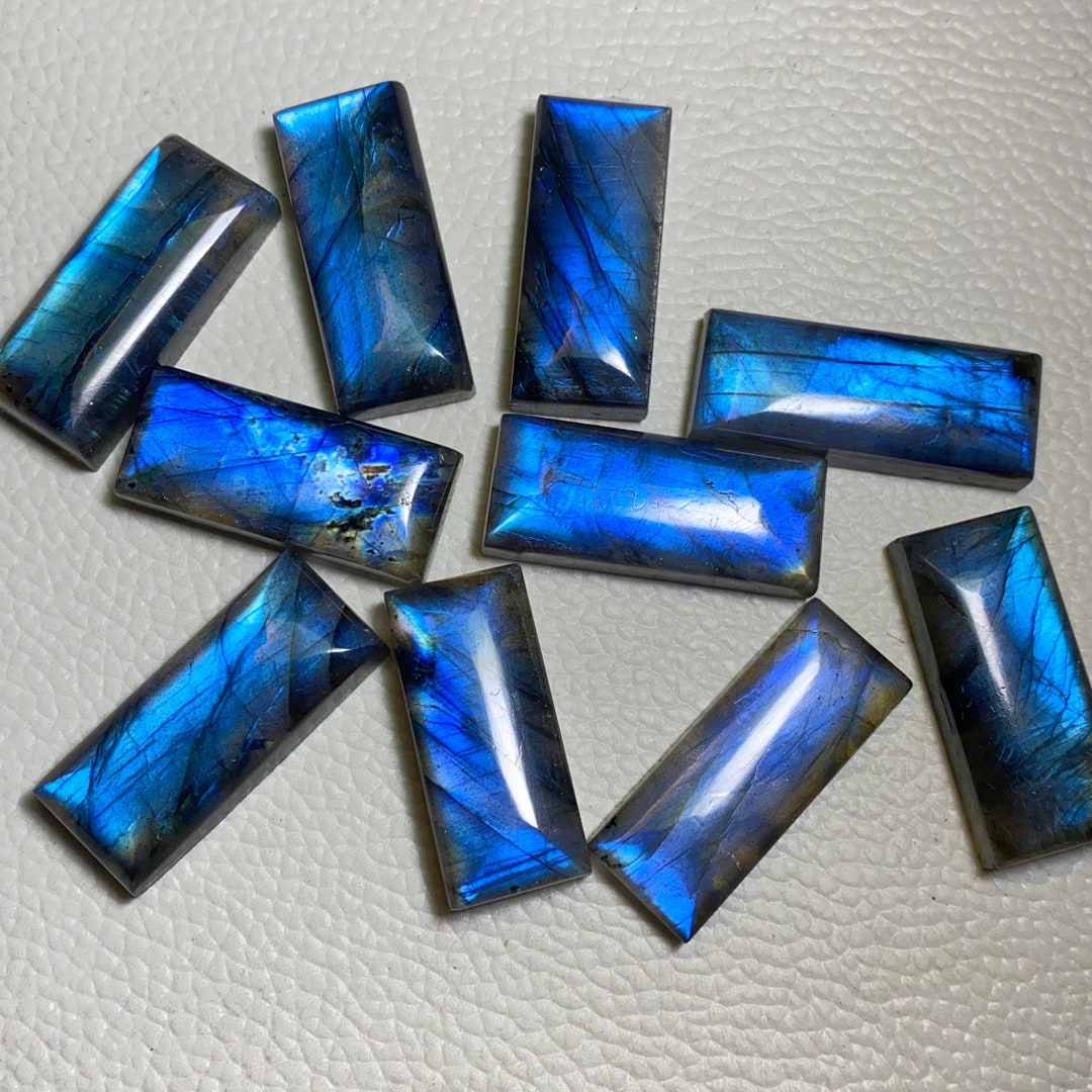 SUPER~ Blue Fire Labradorite Flat Back Rectangle Shape Cabochon Size ...