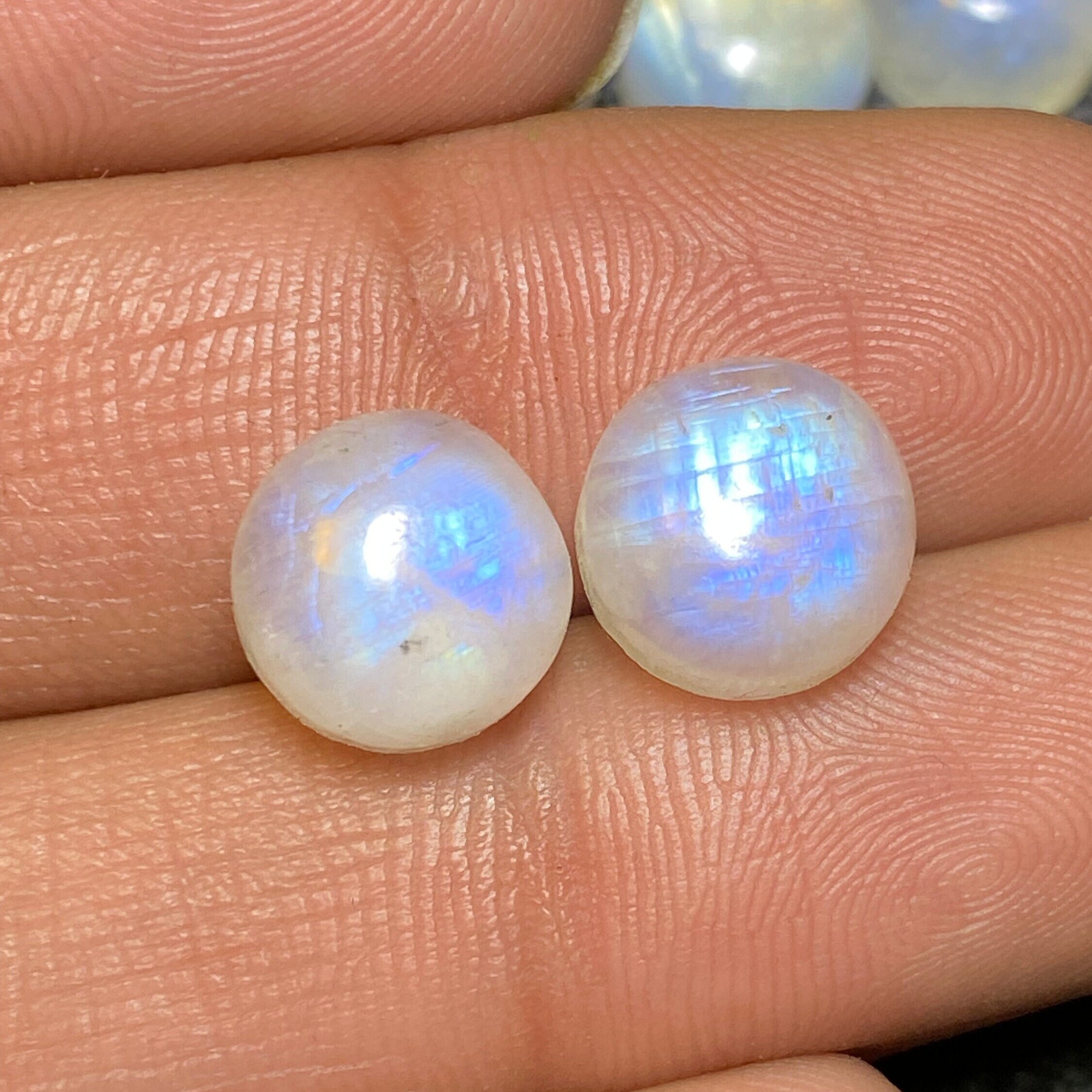 Top Grade Blue Fire Moonstone Round Shape Cabochon High Hand Polished ...