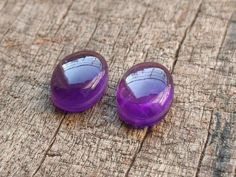 AAA Grade Natural Amethyst Groove Cut Oval Cabochon – Hand Polished ...