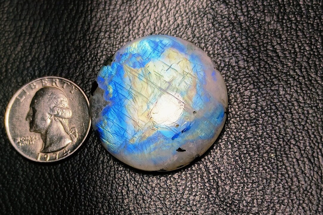 Big Size Round ~ Rainbow Moonstone Cabochon, Size:- 36x36x9 MM & 98 ...