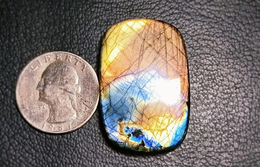 High Quality ~ Yellow Golden Fire Labradorite Rectangle Shape Cabochon ...