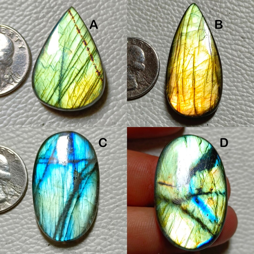 100% Natural Super Flashy Blue Fire Labradorite Cabochons, Both Side ...